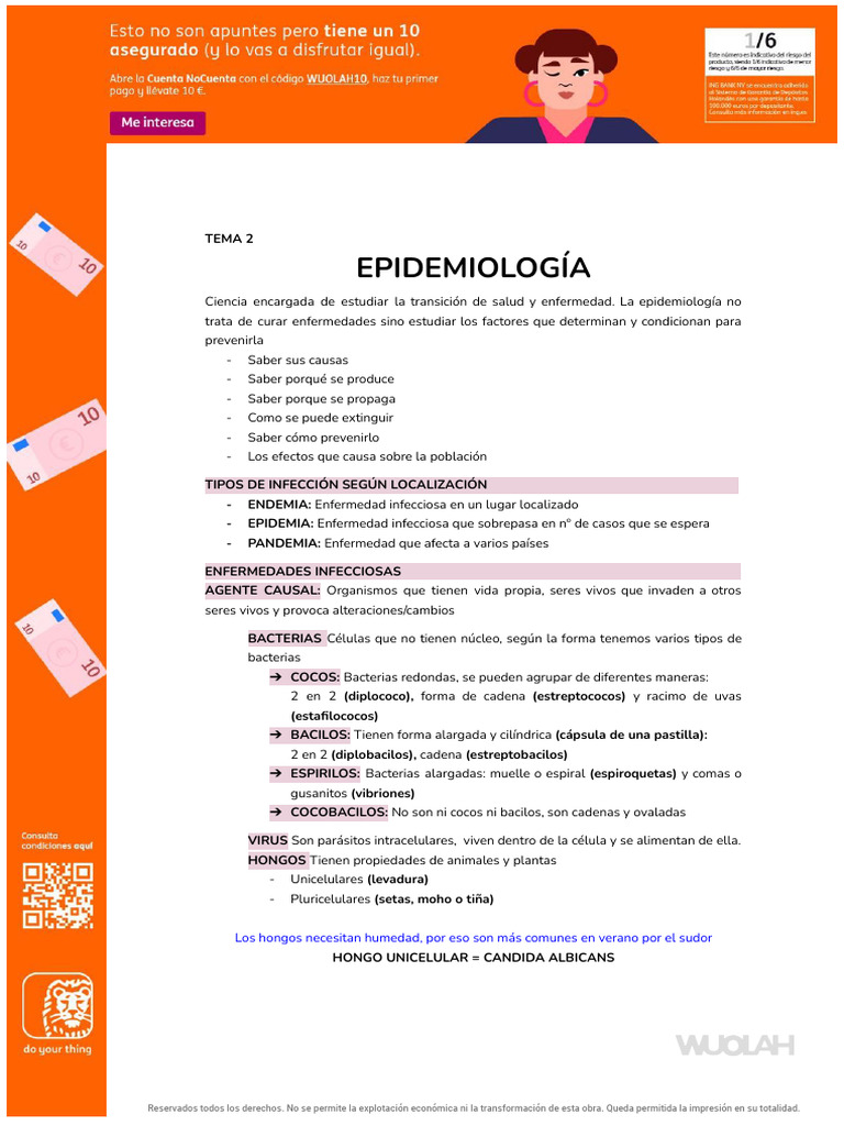Tema 2 - Epidemiologia | PDF | Infección | Patógeno