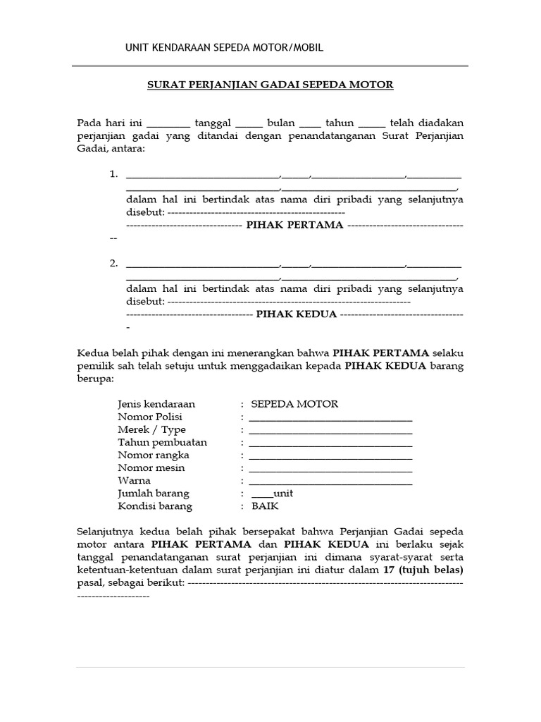 Surat Perjanjian Gadai | PDF