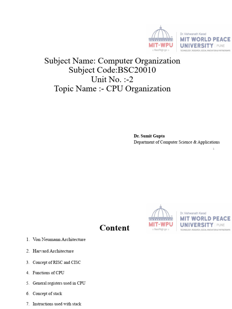 Unit 2 CO for students | PDF | Central Processing Unit | Computer Data Storage