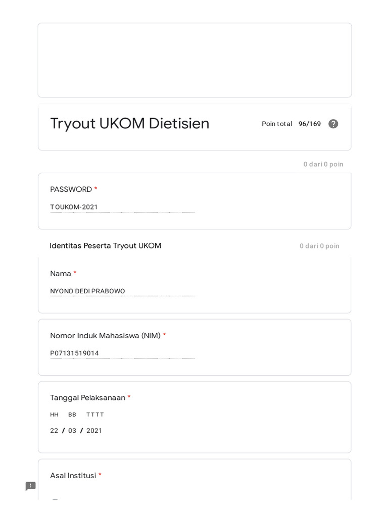 Tryout UKOM Dietisien | PDF