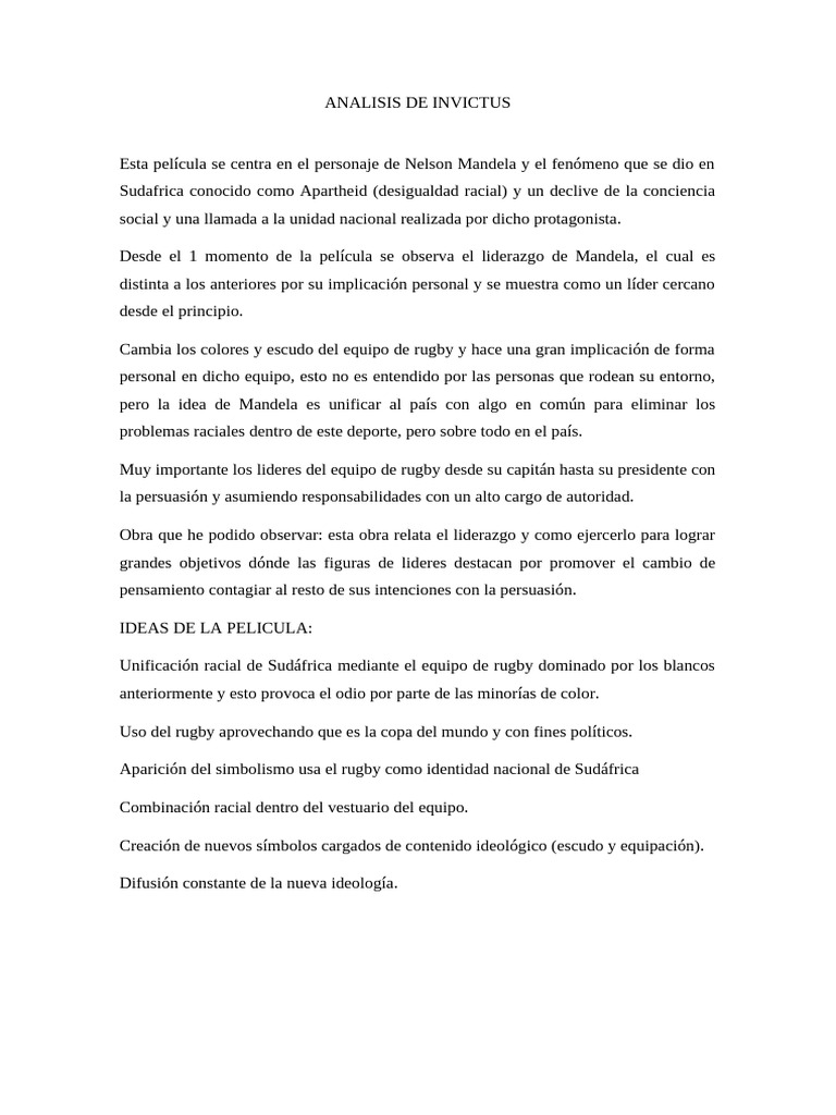 ANALISIS DE INVICTUS | PDF