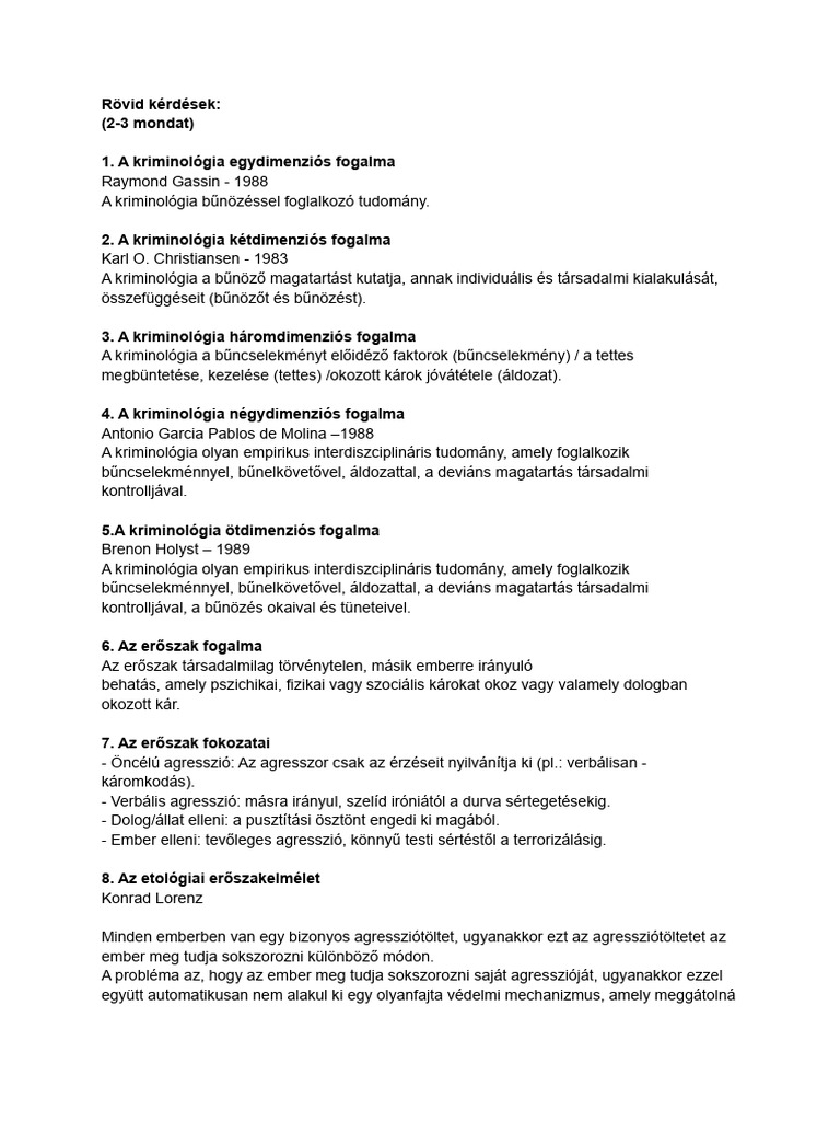 Kriminológia-ZH | PDF