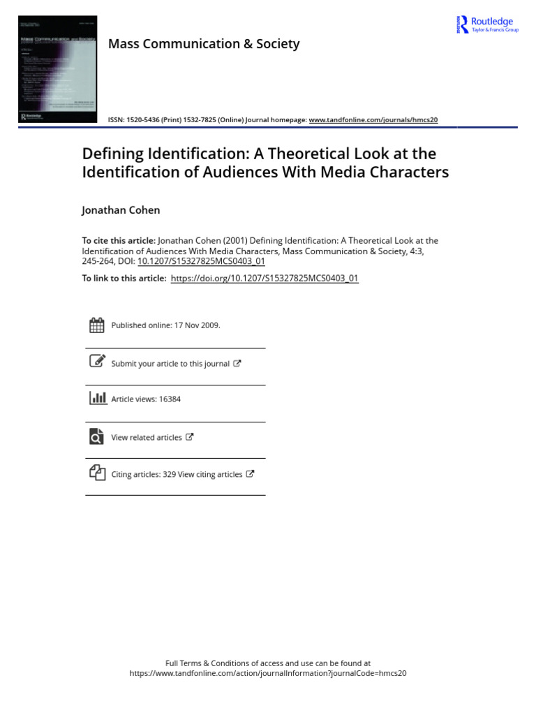 Defining Identification A Theoretical Look at the Identification of ...