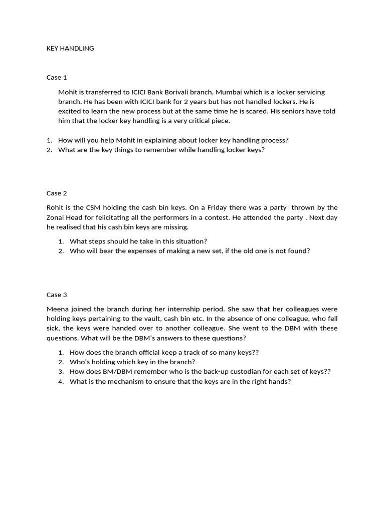 BP - Workbook - Key Handling - Module 7 | PDF