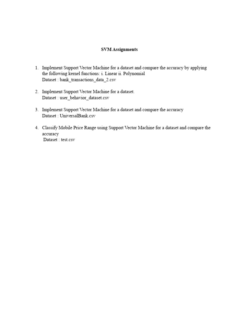 Sample SVM Assisgnments | PDF