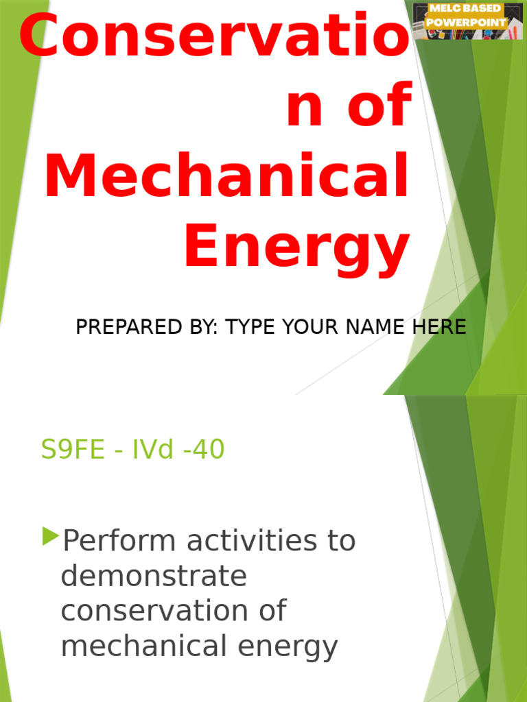 G9 Science Q4 Week 4 Conservation of Mechanical Energy | PDF | Force ...