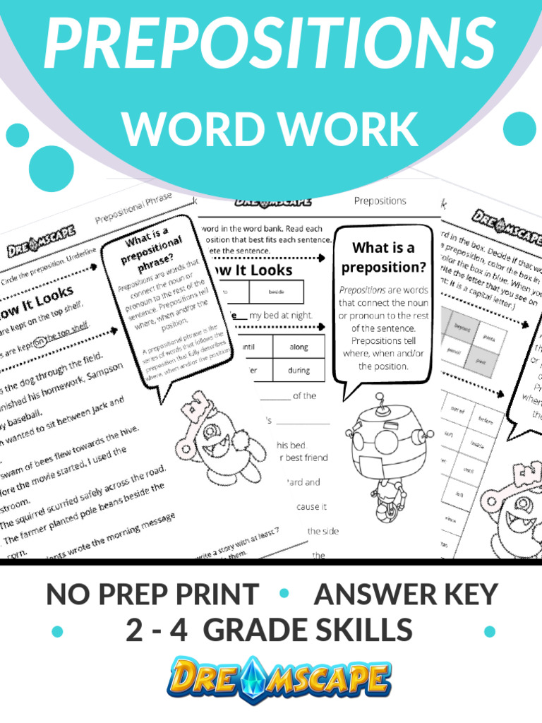 Prepositions Word Work Grades 2 | PDF | Preposition And Postposition ...