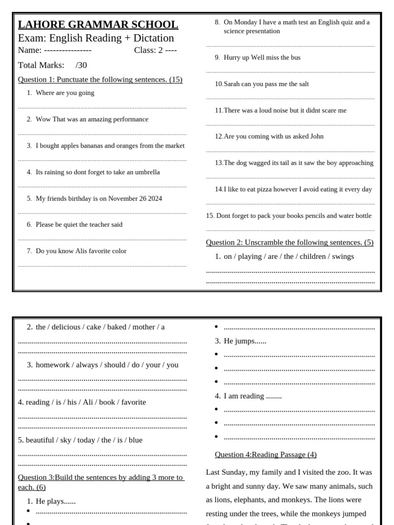 English Grammar Worksheet | PDF