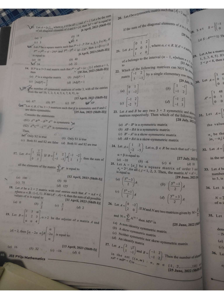 Maths PYQs Prev 6 Years Class 12 PW | PDF