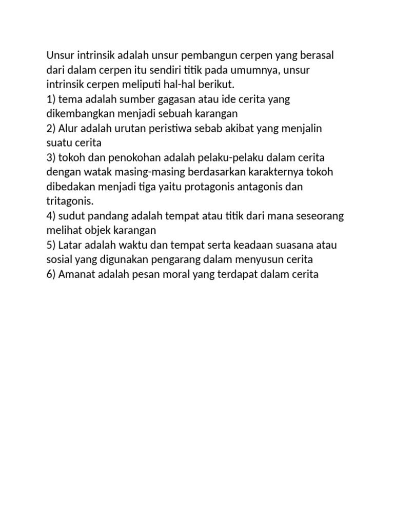 Unsur Intrinsik Adalah Unsur Pembangun C | PDF