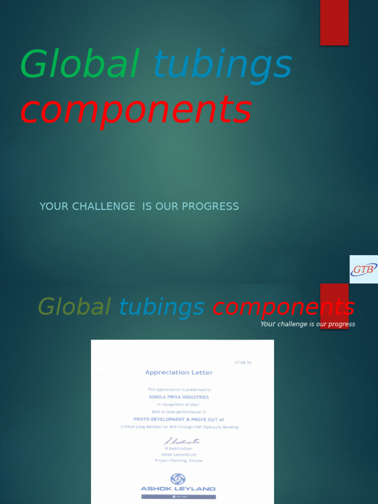 Global Tubing Components Overview | PDF | Pipe (Fluid Conveyance) | Steel