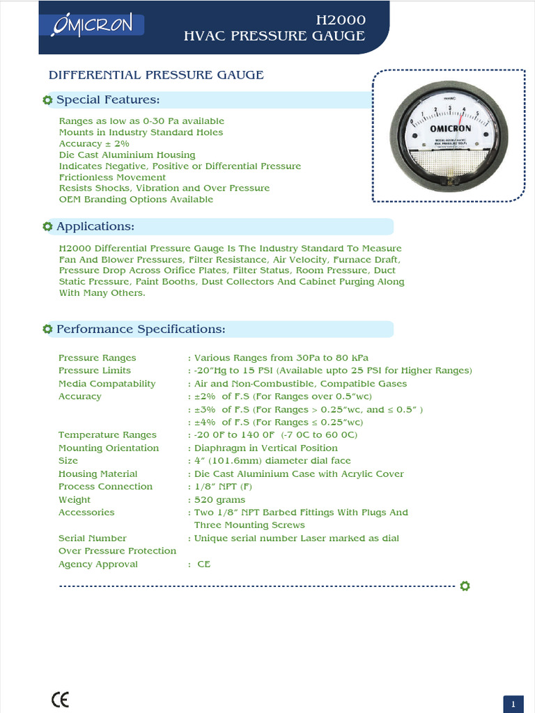 H2000 | PDF | Pressure Measurement | Pressure