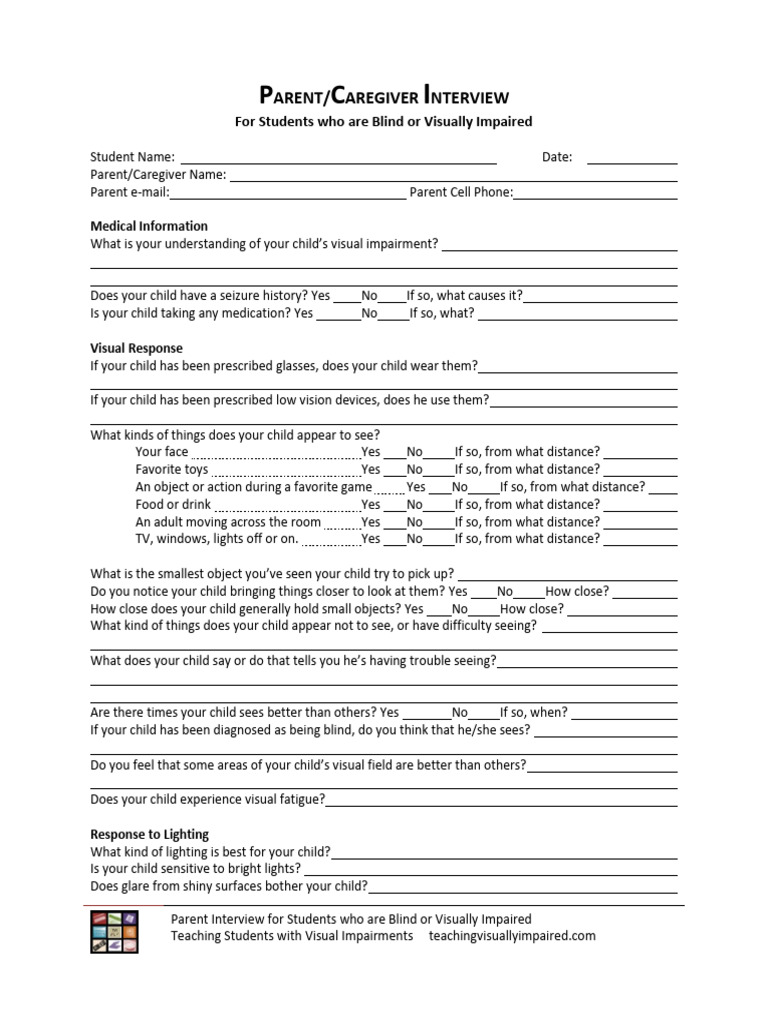 parent_interview visually impaired | PDF | Visual Impairment parent_interview visually impaired | PDF | Visual Impairment