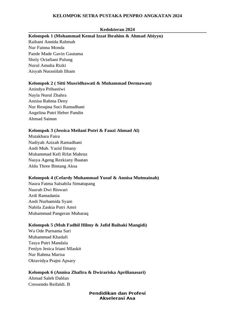 Kelompok Setra Pustaka Angkatan 2024-3 | PDF