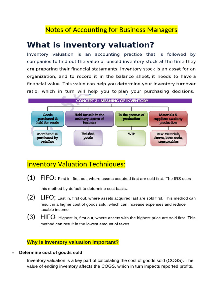notes of inventory valuation and Depreciation | PDF | Depreciation ...