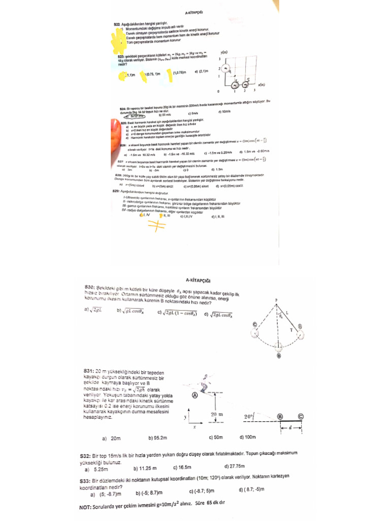 fizik1 sınav soruları | PDF