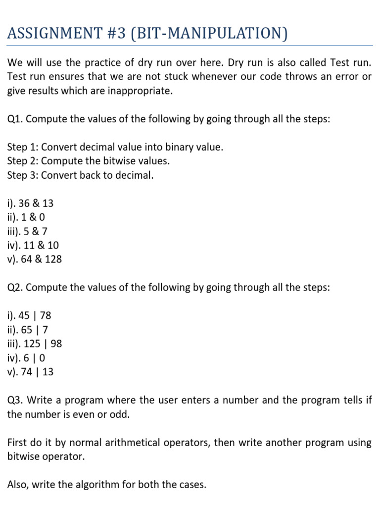 A3 (Bit-manipulation) | PDF