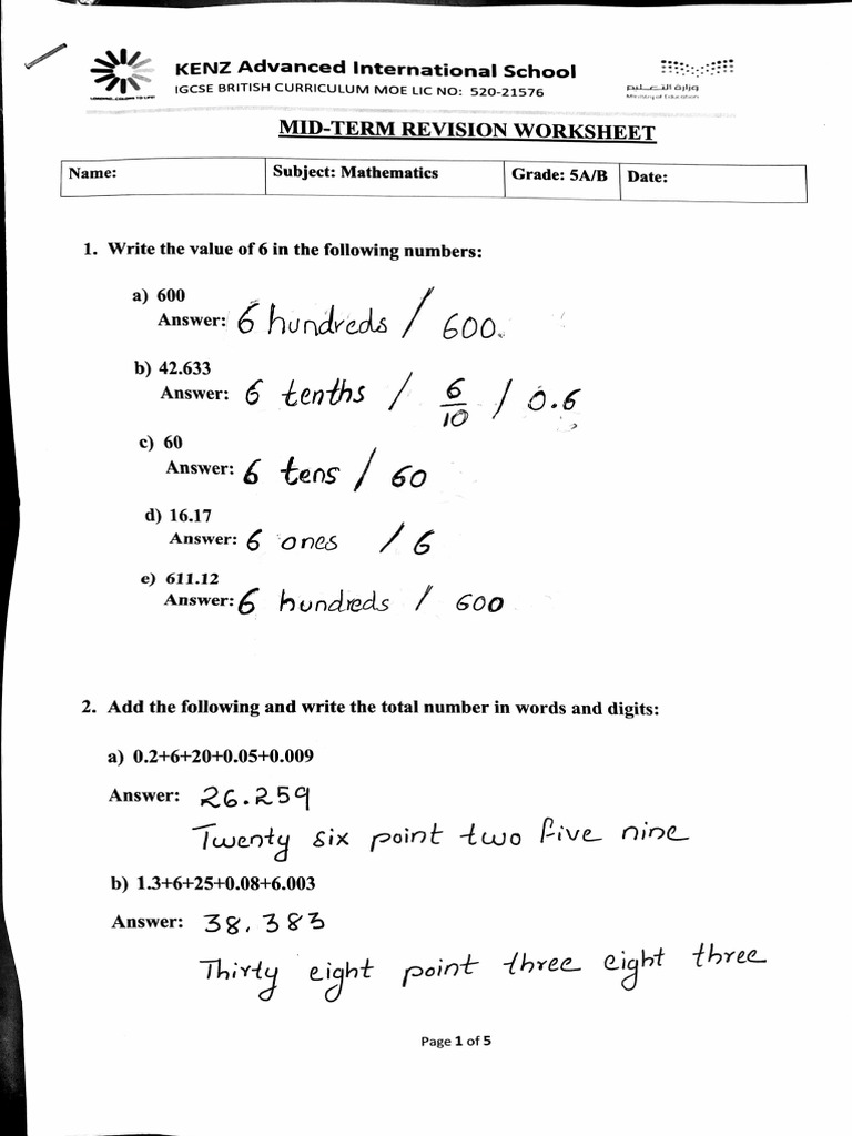 5B-Revision Answers | PDF