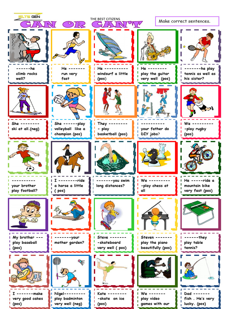 Can and Can't Worksheet | PDF