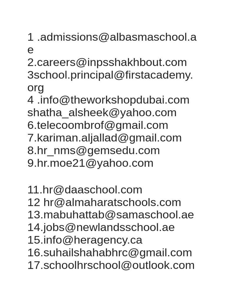 UAE Schools HR Email Directory | PDF