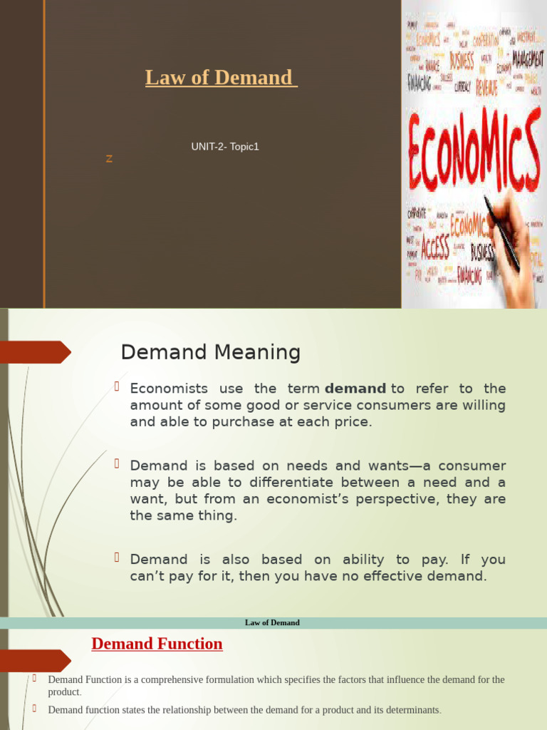 UNIT 2 Law of Demand | PDF | Demand | Prices