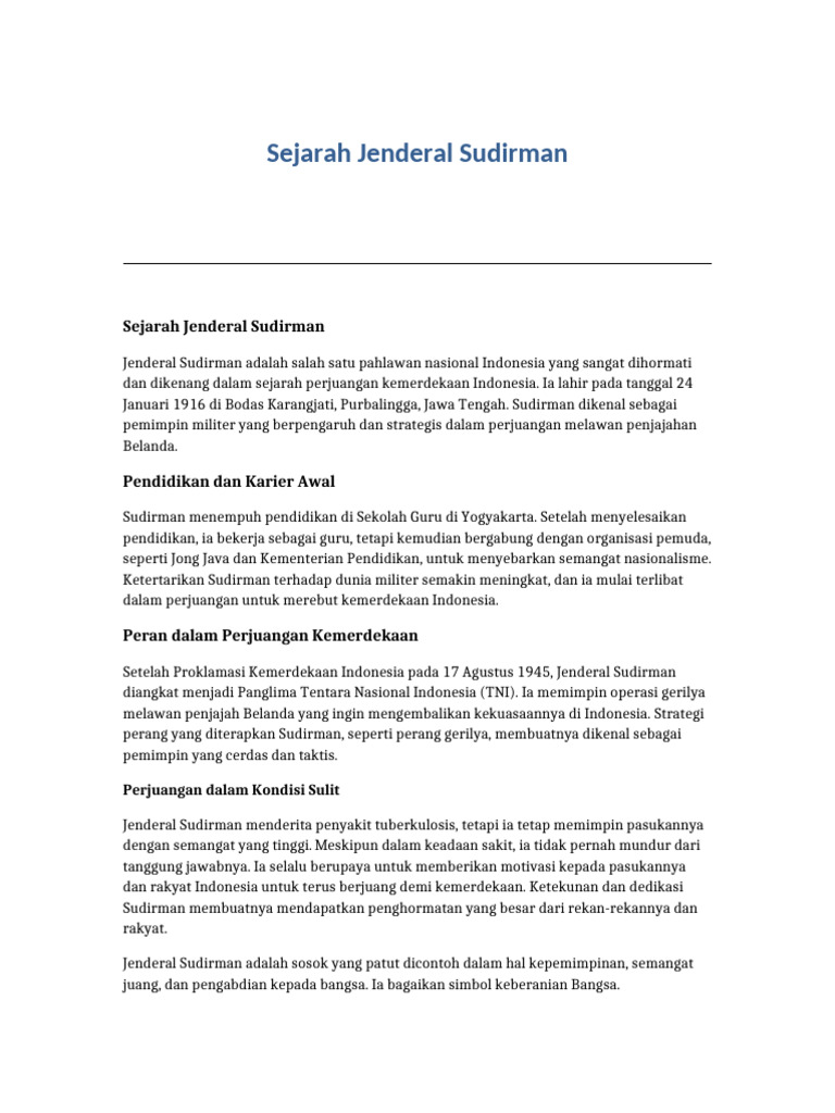 Sejarah Jenderal Sudirman | PDF