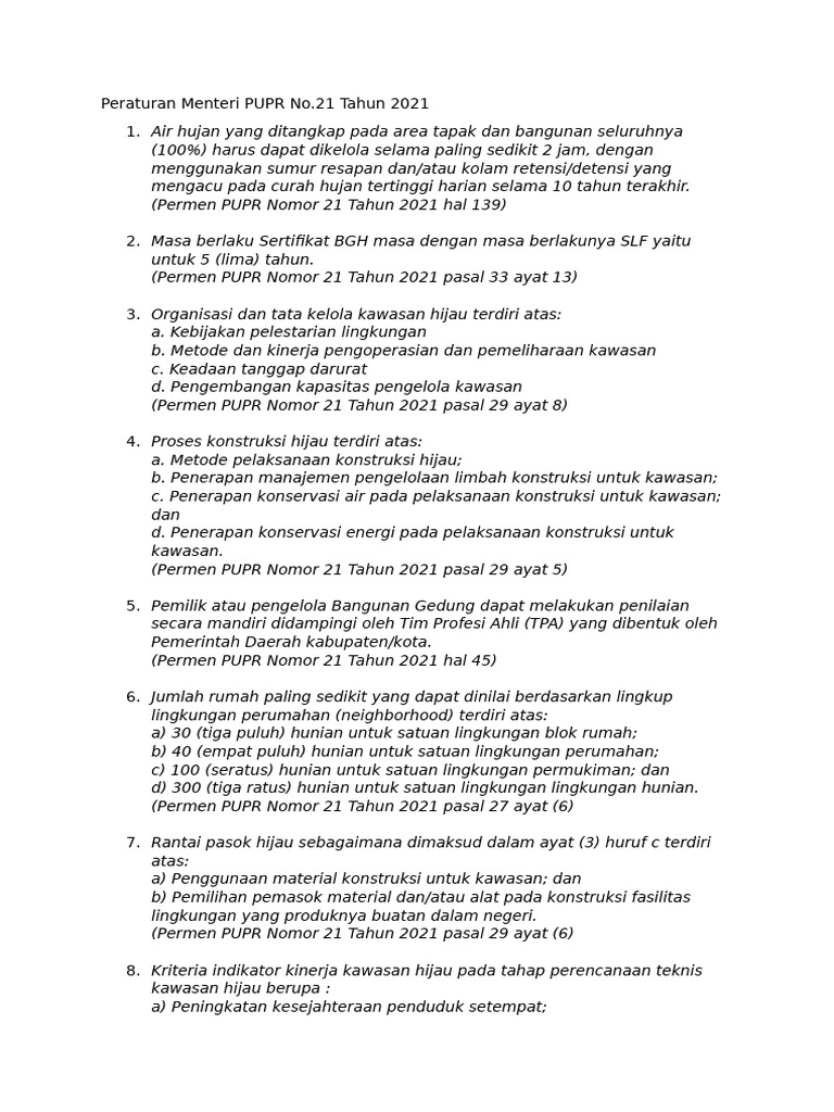 Peraturan Menteri PUPR No 21 Tahun 2021 | PDF