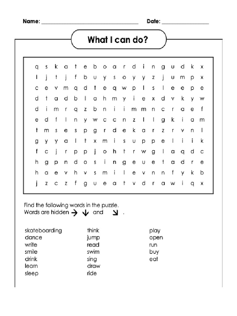 Word Search What I Can Do | PDF