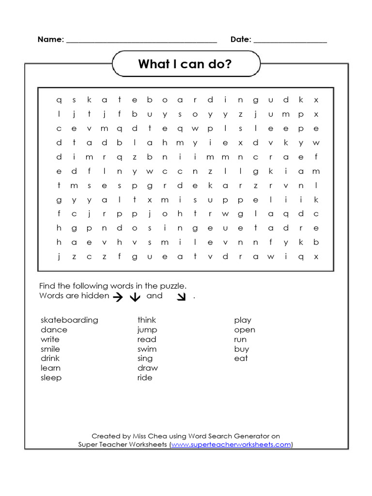 Worksheet What I Can Do | PDF