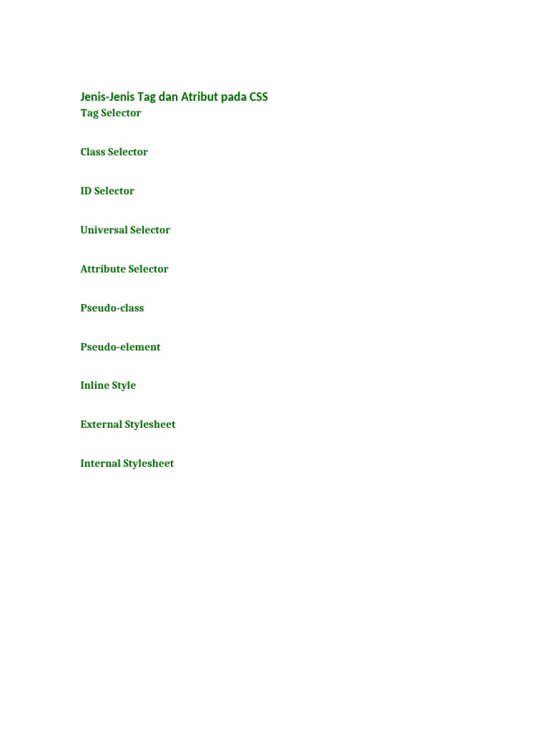 Jenis Tag Dan Atribut CSS | PDF