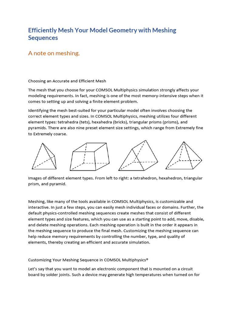 Efficiently Mesh Your Model Geometry With Meshing Sequences | PDF