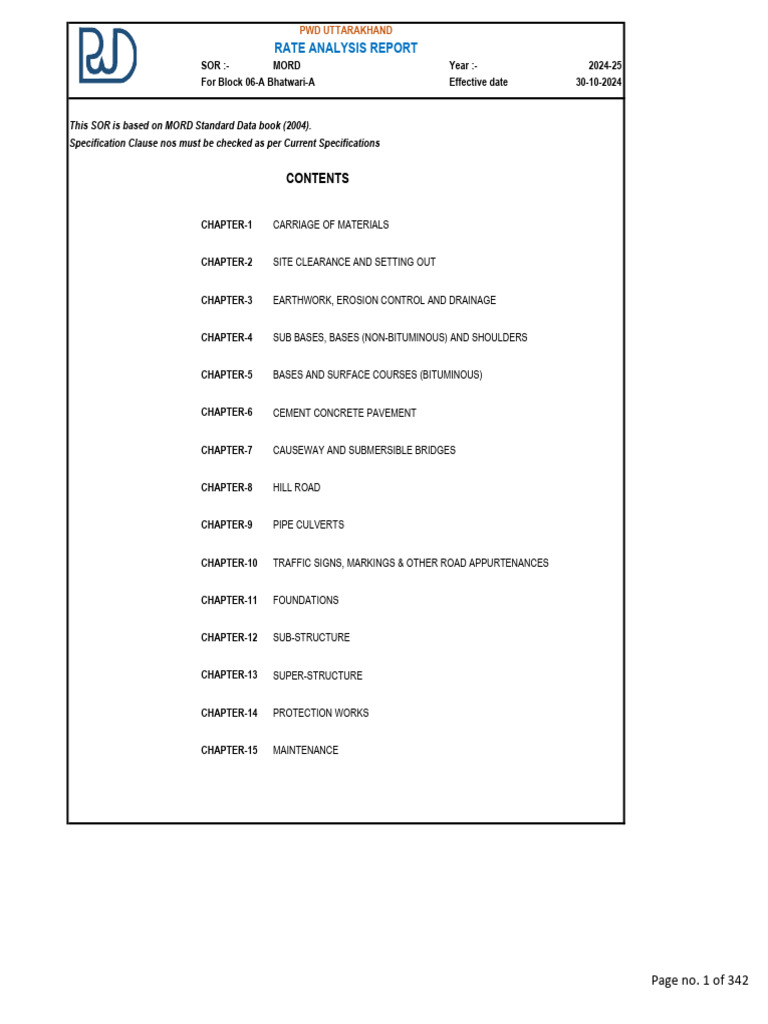 Block 06 A Bhatwari Rate Analysis Mord | PDF | Construction Aggregate ...