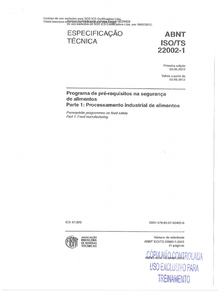 ISO - TS 22002-1 - Item 10.4 | PDF