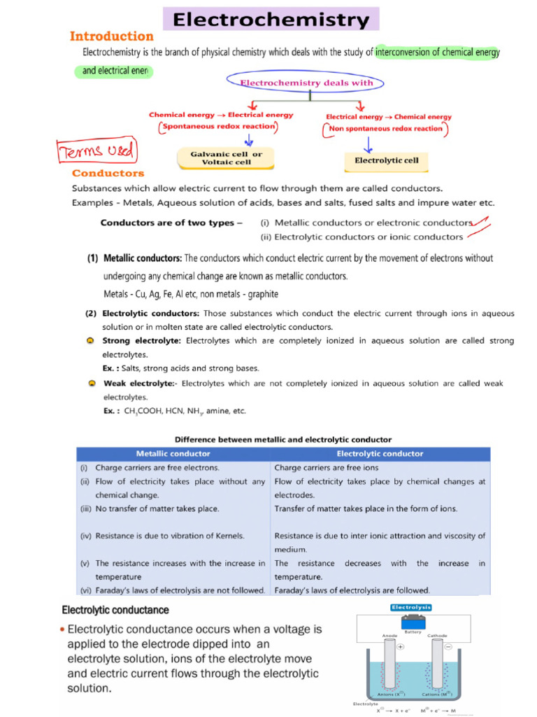 Electro Chemistry Spark Notes | PDF | Electrochemistry | Electricity