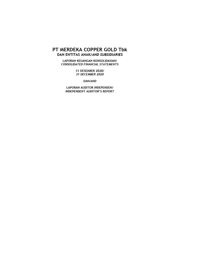 Merdeka Copper Gold 2020 Financial Report | PDF | Dividend | Financial ...