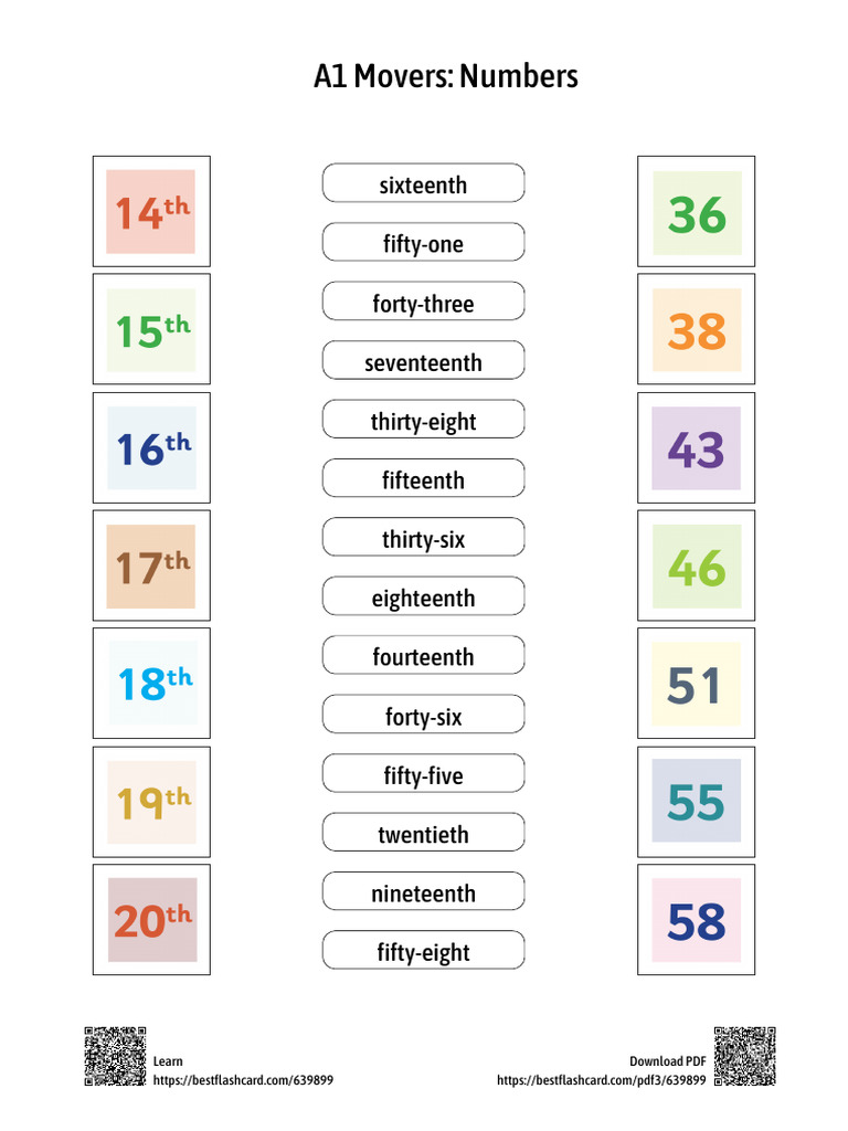Noi Hinh va Tu - A1 Movers_ Numbers | PDF