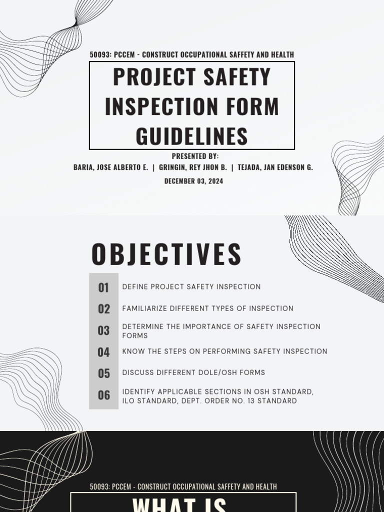 Project Safety Inspection Form Guidelines 1 | PDF | Occupational Safety ...