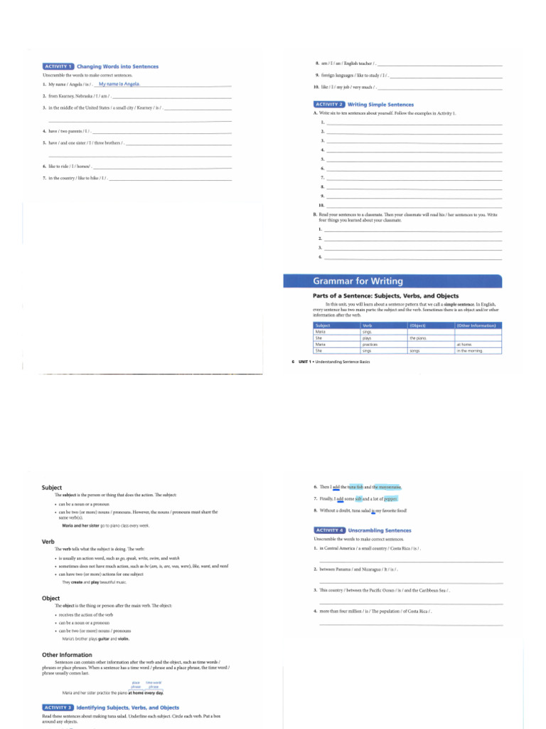 Module 1 - Sentence Basics TH | PDF