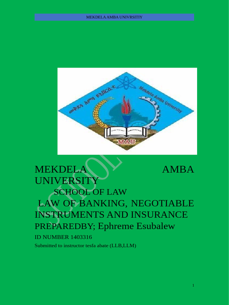 banking ephrem assignment | PDF | Insurance | Life Insurance