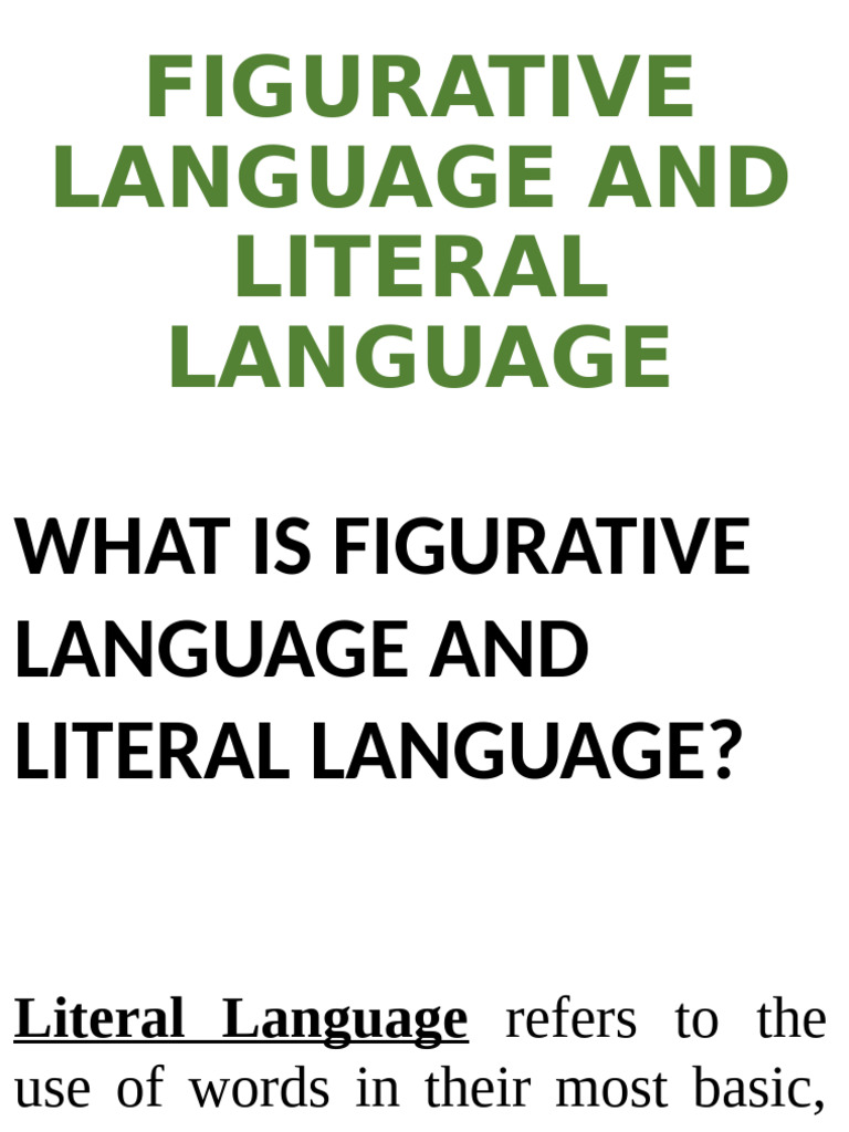 Figurative vs. Literal Language | PDF | Metaphor | Semiotics