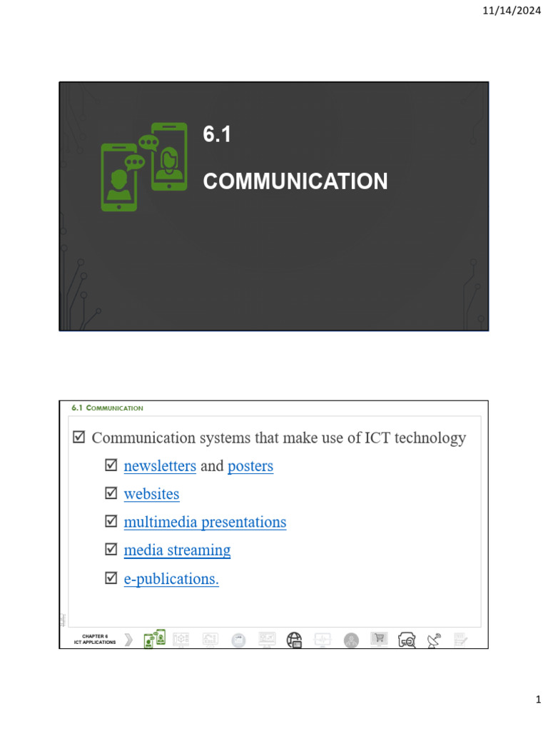 ICT 9 Chapter 6 Presentation Handout | PDF | Telephone | Mobile Phones