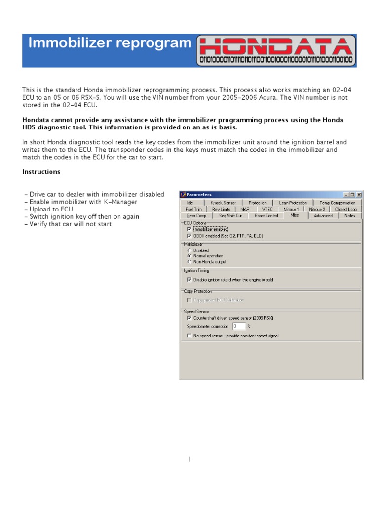 Immobilizer Reprogram | PDF