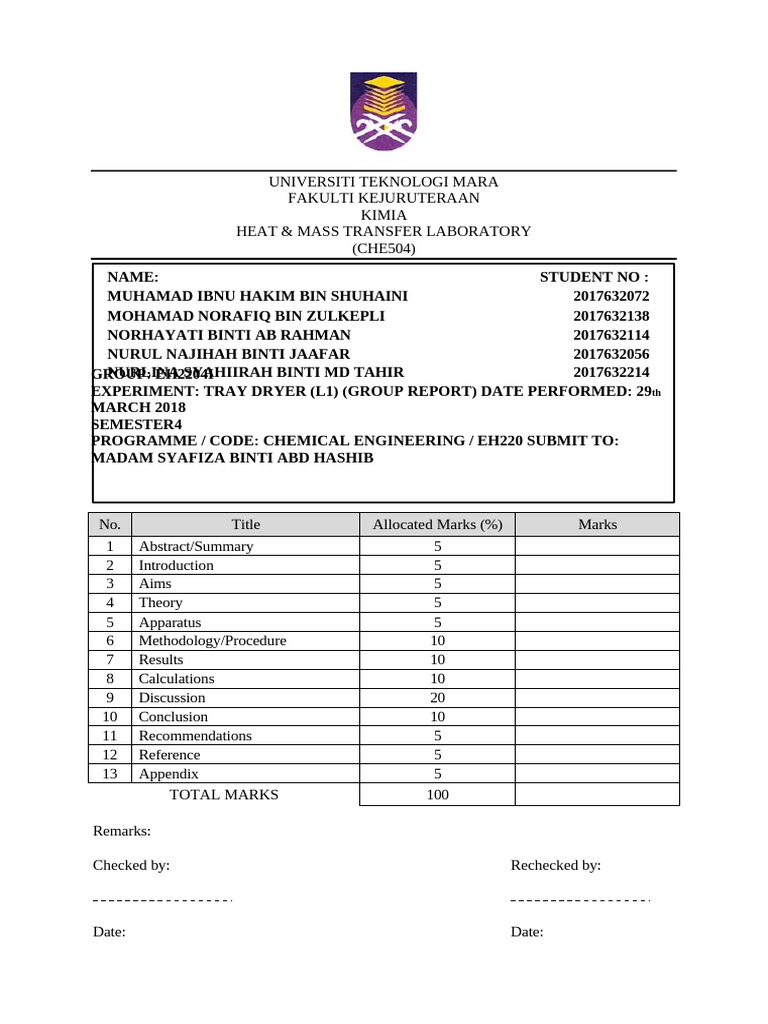 Drying Experiment Lab Reportpdf | PDF | Clothes Dryer | Heat Transfer Drying Experiment Lab Reportpdf | PDF | Clothes Dryer | Heat Transfer