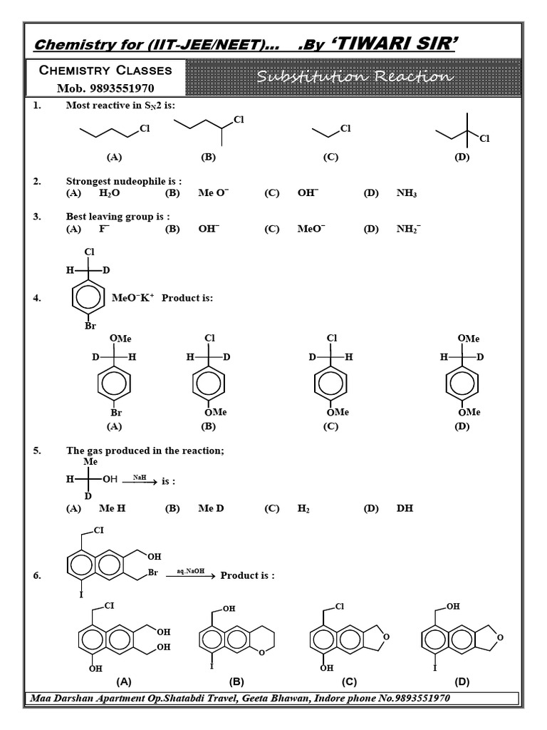 SN1 SN2 45Q Sheet English | PDF | Organic Chemistry | Chemistry