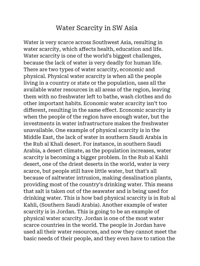 Water Crisis in Southwest Asia | PDF | Water Scarcity | Water
