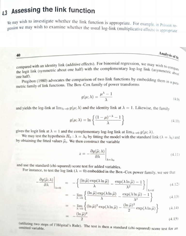 Comparing Link Functions-Hardin PG 40 | PDF