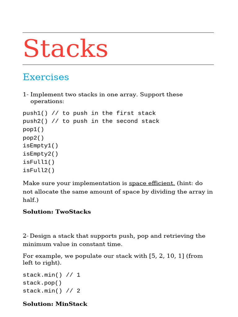 13 Stacks Exercises | PDF