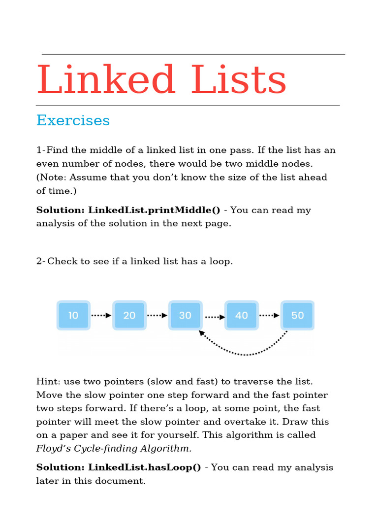 20 - Linked Lists - Exercises | PDF | Computer Science | Theoretical Computer Science
