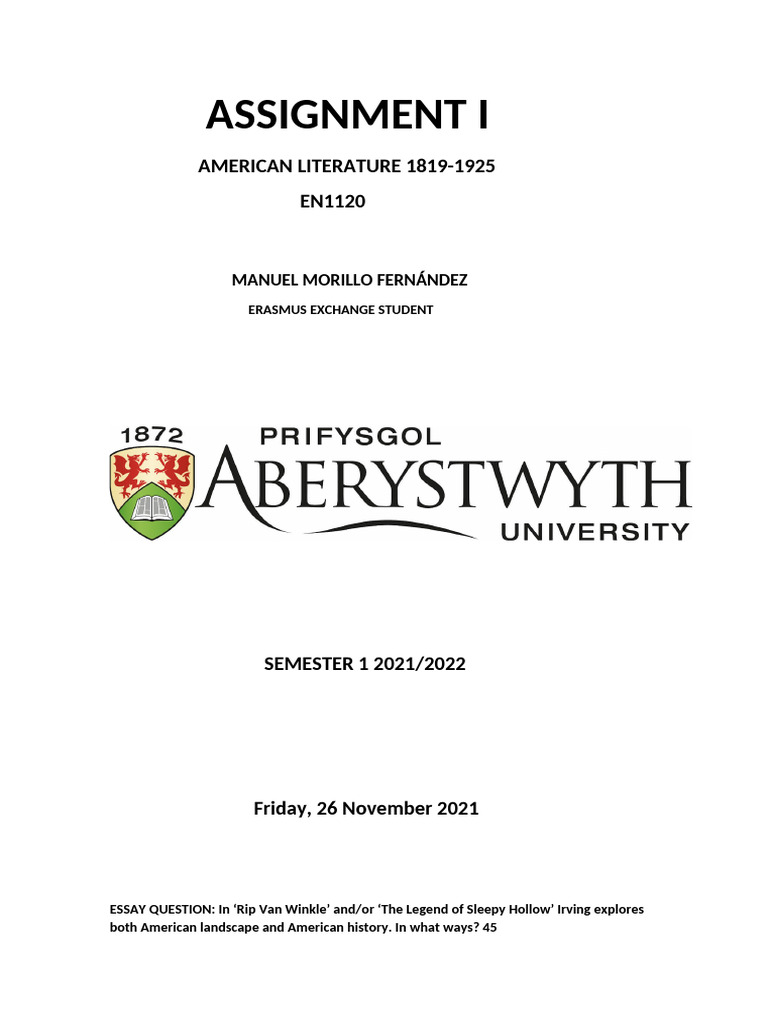 Assignment I American Literature | PDF | The Legend Of Sleepy Hollow ...