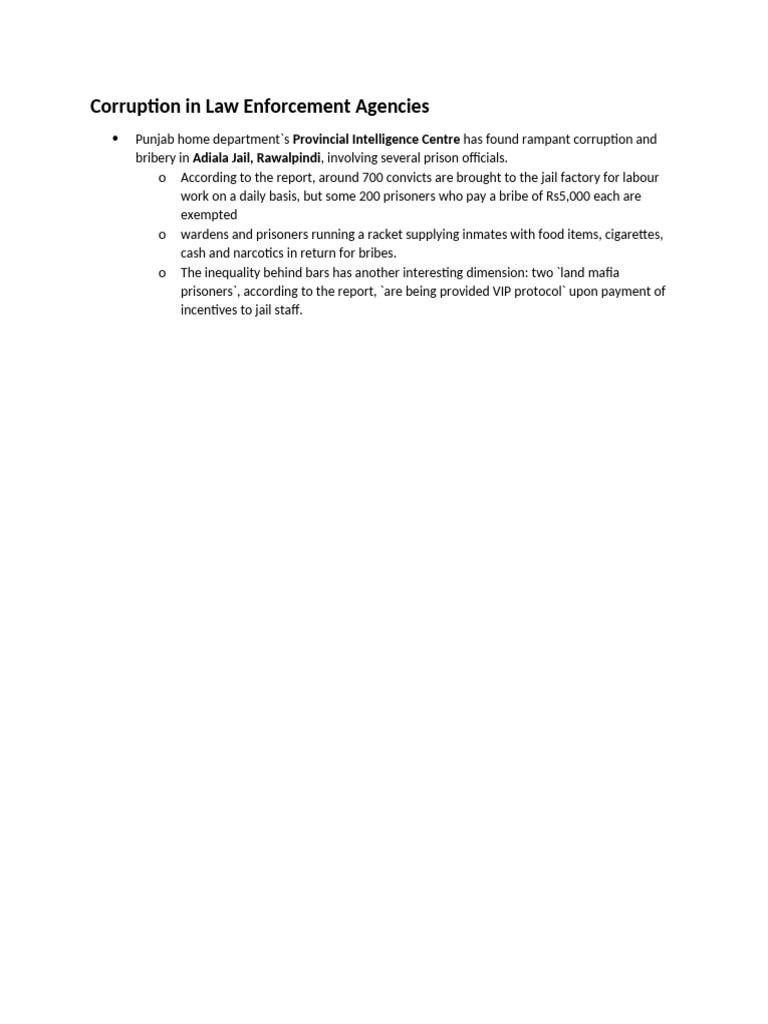 Corruption in Law Enforcement Agencies | PDF